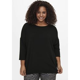 3/4-Arm-Shirt Only CARMAKOMA "CARLAMOUR", Damen, Gr. L, schwarz, Jersey, Obermaterial: 65% Polyester, 30% Viskose, 5% Elasthan, sehr weit normal, Rundhals, Shirts 3/4-Arm-Shirt, aus weichem Materialmix