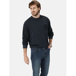 Rundhalspullover Babista "Pullover VARIENTO", Herren, Gr. 54, blau (dunkelblau gestreift), Obermaterial: 100% Baumwolle CO., Pullover Rundhalspullover