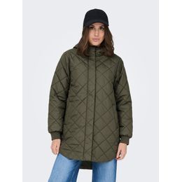 Steppmantel Only "ONLJULIET QUILTED HOOD ZIP COAT OTW NOOS", Damen, Gr. XS, kalamata, Steppware, Obermaterial: 100% Polyester, unifarben, ca. Mitte Oberschenkel, M&auml;ntel Steppmantel, Kunstfaser