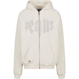 Kapuzenpullover PEQUS "PEQUS PEQUS Mythic Logo Zip Hoodie", Herren, Gr. L, wei&szlig;, 100% Baumwolle, mehrfarbig, oversize, ohne Ausschnitt, Pullover Kapuzenpullover