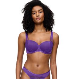 Balconette-BH Triumph "Palina Moonlight Kiss", Damen, Gr. 75, Cup B, lila (lila haze), Spitze, Obermaterial: 62% Polyester, 25% Polyamid, 13% Elasthan, BHs Balconette-BH, Triumph x Palina Rojinski, gef&uuml;tterte Spacer-Cups, Spitze, Glitzergarn
