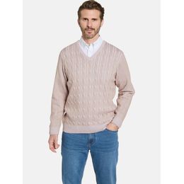 V-Ausschnitt-Pullover Babista "Pullover CARIELLO", Herren, Gr. 60, beige, Obermaterial: 70% Baumwolle CO. 30% Polyacryl PAN., unifarben, normal, V-Ausschnitt, Pullover, im stilvollen Strickmuster