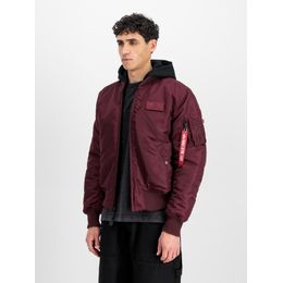 Bomberjacke Alpha Industries "MA-1 ZH Back Print", Herren, Gr. 3XL, schwarz cherry, Web, Obermaterial: 100% Nylon, bedruckt, slim fit normal, Rundhals, Rippb&uuml;ndchen, Jacken Bomberjacke, Kunstfaser, slim fit