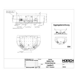 Hoesch Whirlwanne Aviva Vorwand 1800x1185 mit System Laola II Whirl+Air Weiss/Chrom/Motor rechts/lin 6618Z.010305004