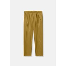 Madeleine Mode Culotte MADELEINE "Hose Verk&uuml;rzte Hose aus softem Lederimitat", Damen, Gr. 19, N + K Gr, gelb, Obermaterial: 100% Polyester PES., Modern, Hosen Culotte