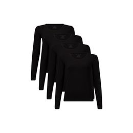 Unterhemd Bamboo basics "Longsleeve LARA 4er Pack", Damen, Gr. S, N-Gr, schwarz, Obermaterial: 68% Viskose CV. 28% Baumwolle CO. 4% Elasthan EL., Unterhemden Unterhemd