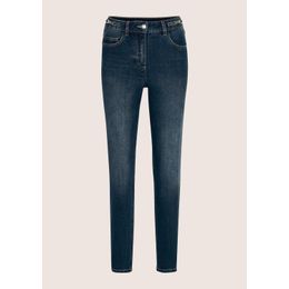 Madeleine Mode Regular-fit-Jeans MADELEINE "Jeans Lange Slim Fit Stretch-Jeans", Damen, Gr. 48, N-Gr, blau (dunkelblau), Obermaterial: 98% Baumwolle CO. 2% Elasthan EL., Jeans