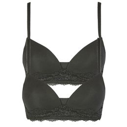 Soft-BH Nina von C. "2er Pack Soft BH Romance", Damen, Gr. 75, Cup B, schwarz (schwarz schwarz), Obermaterial: 95% Modal CMD. 5% Elasthan EL., BHs Soft-BH