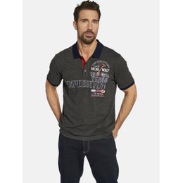 Poloshirt Jan Vanderstorm "Poloshirt ERLING", Herren, Gr. 4XL, grau (dunkelgrau melange), Obermaterial: 60% Baumwolle CO. 40% Polyester COOLMAX PES(Coolmax)., Shirts
