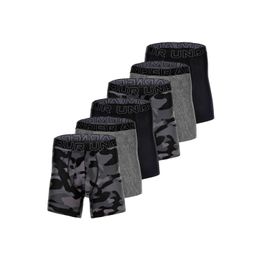 Boxershorts Under Armour "Boxershort UA PERFORMANCE TECH - PRINT 6 IN 6PK 6er Pack", Herren, Gr. M, schwarz (schwarz, grau), Obermaterial: 90% Polyester Pol. recyc.. 10% Elasthan EL., Unterhosen