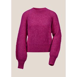 Madeleine Mode Longpullover MADELEINE "Pullover Stehkragen-Pullover", Damen, Gr. 40/42, pink (magenta), Obermaterial: 58% Alpaka WP. 25% Polyamid PA. 15% Schurwolle WV. 2% Elasthan EL., Modern, normal, Pullover Longpullover
