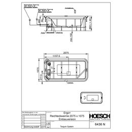 Hoesch Whirlwanne Ergo+ Rechteck 2075x1075 freistehend mit System Tergum Whirl Weiss/Chrom/Glas Weis 6441N.010305550