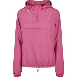 Langmantel Urban Classics "Urban Classics Damen Ladies Basic Pull Over Jacket", Damen, Gr. S, brightviolet, 100% Polyester, M&auml;ntel