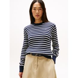 Tommy Hilfiger "CO CABLE C-NK LS SWEATER" Baumwolle, mit Zopfmuster