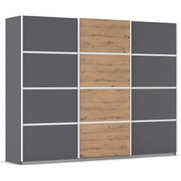 Kleiderschrank Rauch "Schwebet&uuml;renschrank OTTO&acute;s Choice Garderobe Schrank TOP ANGEBOT Avola", grau (graumetallic, eiche artisan, leisten wei&szlig;), B:271cm H:229cm T:62cm, Holzwerkstoff, Schr&auml;nke, Kleiderschrank, mit eleganten Zierleisten in Chrom, Schwarz oder Wei&szlig; MADE IN GERMANY