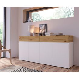 Sideboard Home Affaire "Rimini", braun (alpinwei&szlig;, artisan eiche), B:179,8cm H:85,7cm T:40cm, Spanplatte, Sideboards, Sideboard, Breite 180 cm