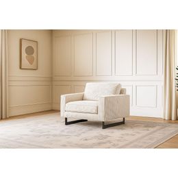 Loveseat Home Affaire "Pinto 105 cm, Cord, Chenille, Lederoptik", beige (cream), B:105cm H:85cm T:97cm, 92% Polyester, 8% Nylon, Sessel, mit Keder, Metallf&uuml;&szlig;en und auch in Cord Bezug erh&auml;ltlich