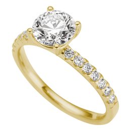 Goldring Firetti "Schmuck Geschenk Gold 333 Vorsteckring Verlobung Solit&auml;r Lab Grown" Gr. 16, gelbgoldfarben, Fingerringe, Damen, 16, 1,24 VS = sehr kleine Einschl&uuml;sse, Diamanten Gelbgold 333, 1,95mm, Diamanten, Gelbgold 333, Goldring, mit Brillanten