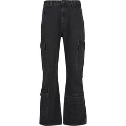 Stoffhose 2Y STUDIOS "2Y Studios Vorin Cargo Baggy Jeans", Herren, Gr. 30, Normalgr&ouml;&szlig;en, washed schwarz, 100% Baumwolle, unifarben, relaxed fit, Hosen Stoffhose
