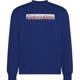 Sweatshirt Calvin Klein "EU SPORTSWEAR GRAPHIC CREWNECK", Herren, Gr. L, blau majesty, Sweatware, Obermaterial: 92% Baumwolle, 8% Polyester, unifarben, regular fit normal, Rundhals, eingesetzt Rippb&uuml;ndchen, Sweatshirts Sweatshirt, Regular fit mit Logodruck
