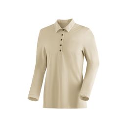 Langarm-Poloshirt Maier Sports "Long Piquee Polo W", Damen, Gr. L, beige, 60% Baumwolle, 40% Polyester, Rundhals, Shirts