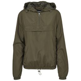 Langmantel Urban Classics "Urban Classics Damen Ladies Basic Pull Over Jacket", Damen, Gr. 4XL, schwarz olive, 100% Polyester, M&auml;ntel