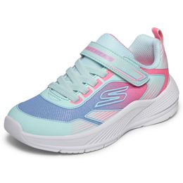 Sneaker Skechers "MICROSPEC ADVANCE", Damen, Gr. 28, hellblau, multi, Lederimitat, Textil, Mesh, kontrastfarbene Details, Schuhe Sneaker, Freizeitschuh mit Klettverschluss, Gr&ouml;&szlig;enschablone zum Download