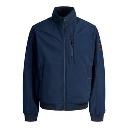 Jack & Jones PlusSize Softshelljacke "JJEPARKER SOFTSHELL COLLAR BOMBER SN PLS", Herren, Gr. 4XL, navy blazer, Web, Obermaterial: 100% Polyester, JACK & JONES PLUSSIZE, Jacken Softshelljacke, mit Stehkragen