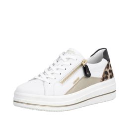 Plateausneaker Remonte, Damen, Gr. 36, wei&szlig;, leo, Leder, Lederimitat, animal-print, Schuhe Plateausneaker, Freizeitschuh, Halbschuh, Schn&uuml;rschuh mit Soft-Einlage