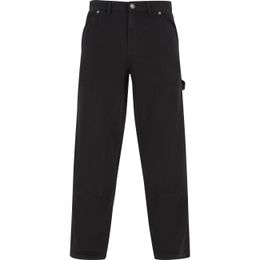 Stoffhose Urban Classics "Urban Classics Herren Twill Double Knee Pants", Herren, Gr. 32, Normalgr&ouml;&szlig;en, schwarz, 100% Baumwolle, unifarben, loose fit, Hosen Stoffhose