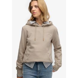 Kapuzensweatshirt Superdry "Essential Logo Emb Hood Hb", Damen, Gr. L, feather grau, Sweatware, Obermaterial: 100% Baumwolle, unifarben, Rundhals, Rippb&uuml;ndchen, Sweatshirts