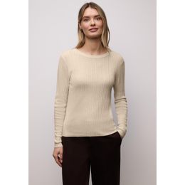Rundhalspullover Street One, Damen, Gr. 44, cotton beige meliert, Stoff, 60% Viskose, 40% Baumwolle, unifarben, normal normal, Rundhals, gerader Abschluss, Pullover Rundhalspullover, im soften Baumwoll-Mix