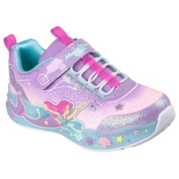 Sneaker Skechers "MERMAID DREAMS LIGHTS", M&auml;dchen, Gr. 31, lavendel, Synthetik, Textil, Glitzer, kontrastfarbene Details, Schuhe Sneaker, Blink,-Klettschuh mit Applikation, Gr&ouml;&szlig;enschablone zum Download