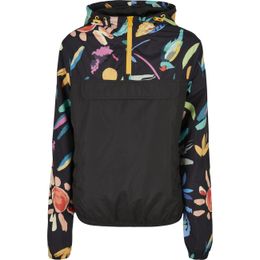 Langmantel Urban Classics "Urban Classics Damen Ladies Mixed Pull Over Jacket", Damen, Gr. L, schwarzfruity, 100% Polyester, M&auml;ntel