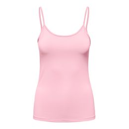 Spaghettitop Only "ONLEA S/L NEW SINGLET JRS NOOS", Damen, Gr. M, romance rose, Jersey, Obermaterial: 94% Polyamid, 6% Elasthan, unifarben, regular fit h&uuml;ftlang, Rundhals, Tops