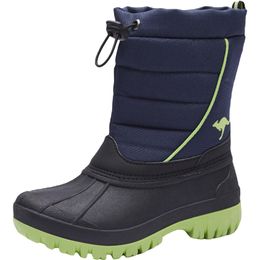 Winterstiefel Kangaroos "K-Ben", Jungen, Gr. 32, blau (navy, lime), Synthetik, Textil, Schuhe Winterstiefel, Snowboots, Winterboots, Winterschuhe, wasserabweisend
