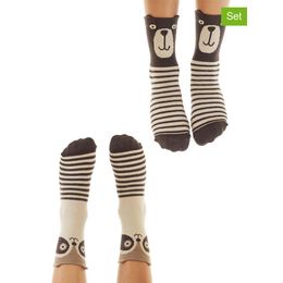 Denokids 2er-Set: Socken "Bear & Raccoon" in Braun - 50% | Gr&ouml;&szlig;e 92/98 | Kinder-socken-strumpfhosen