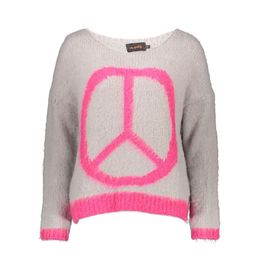 miss goodlife Pullover "Peace" in Grau/ Pink - 79% | Gr&ouml;&szlig;e XL | Damen-pullover-cardigans