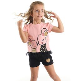 Denokids 2tlg. Outfit "Cute Mice" in Rosa/ Schwarz - 66% | Gr&ouml;&szlig;e 116 | Kinder-oberteile