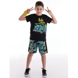 Denokids 2tlg. Outfit "Hawaii" in Schwarz/ Blau - 72% | Gr&ouml;&szlig;e 92 | Kinder-oberteile