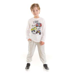 Denokids 2tlg. Outfit "Construction Boy" in Wei&szlig;/ Hellgrau - 72% | Gr&ouml;&szlig;e 98 | Kinderhosen