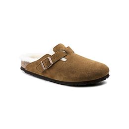 Birkenstock Leder-Pantoletten "Boston" in Hellbraun - Weite S - 13% | Gr&ouml;&szlig;e 39 | Damen-pantoletten