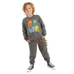 Denokids 2tlg. Outfit "Rawr" in Grau - 67% | Gr&ouml;&szlig;e 128 | Kinder-sweatshirts-jacken