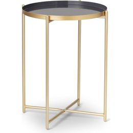 LIFA LIVING Beistelltisch "Ella" in Gold/ Grau - (H)47,5 x &Oslash; 38 cm - 51% | Tische
