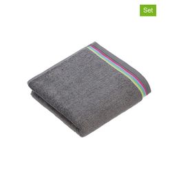 Vossen 2er-Set: Waschlappen "Soley" in Grau - 18% | Gr&ouml;&szlig;e 22x16 cm | Badtextilien
