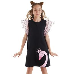 Denokids Kleid "Royal Swan" in Schwarz/ Rosa - 69% | Gr&ouml;&szlig;e 116 | Kinderkleider