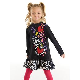 Denokids Kleid "Heart Stickers" in Schwarz/ Bunt - 63% | Gr&ouml;&szlig;e 128 | Kinderkleider