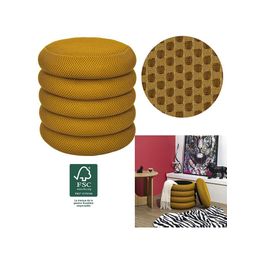 R&eacute;tro Chic Pouf ''Atome'' in Ocker - (H)44 x &Oslash; 38 cm - 63% | Sitzmoebel
