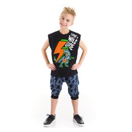 Denokids 2tlg. Outfit "Thunder Dino" in Schwarz/ Blau - 73% | Gr&ouml;&szlig;e 98 | Kinder-oberteile