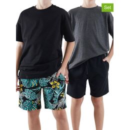 Denokids 2er-Set: Shorts in T&uuml;rkis/ Schwarz - 69% | Gr&ouml;&szlig;e 122 | Kinderhosen
